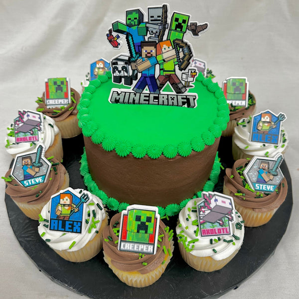 Minecraft Cake w/ 12 cupcakes - Dorothy Ann Bakery & Cafe