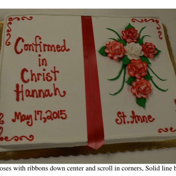 Cross of Roses Cake with Ribbons and solid line border Sheet Cake ...